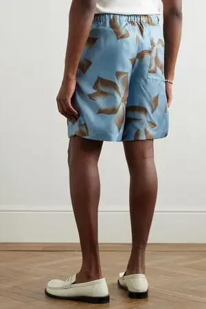 Dries Van Noten Straight-leg Printed Silk-twill Drawstring Shorts