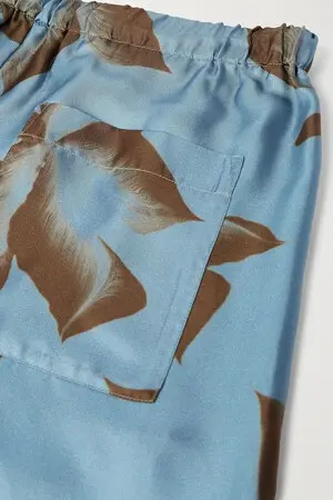 Dries Van Noten Straight-leg Printed Silk-twill Drawstring Shorts