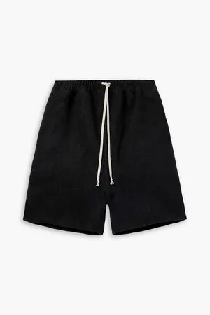Rick Owens Straight Leg Cashmere Fleece Drawstring Shorts - Black