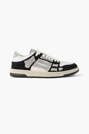 Amiri Crystal-embellished Suede-trimmed Leather Sneakers