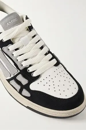 Amiri Crystal-embellished Suede-trimmed Leather Sneakers