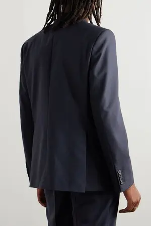 Dries Van Noten Grain De Poudre Wool Blazer - Navy