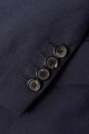 Dries Van Noten Grain De Poudre Wool Blazer - Navy