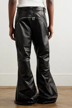 Rick Owens Bolan Banana Flared Zip-detailed Waxed Leather Pants - Black