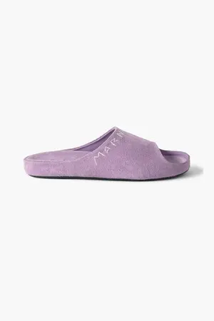 Marni Logo Embroidered Suede Slides