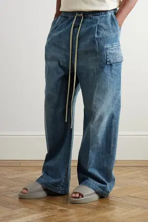 Fear Of God Wide-leg Denim Drawstring Cargo Jeans