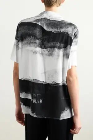 Balmain Moon Campcollar Logoembroidered Printed Twill Shirt