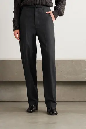 LEMAIRE Belted Pleated Cashmere-blend Tapered Pants
