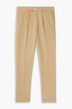Boglioli Slim-fit Pleated Cotton-blend Corduroy Suit Trousers - Beige