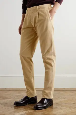 Boglioli Slim-fit Pleated Cotton-blend Corduroy Suit Trousers - Beige