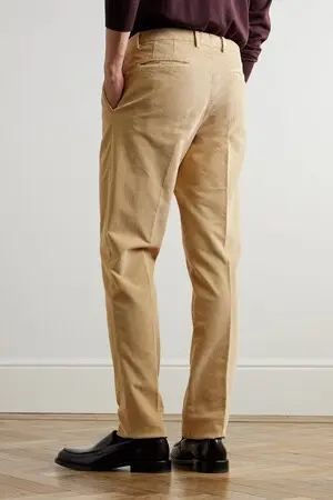 Boglioli Slim-fit Pleated Cotton-blend Corduroy Suit Trousers - Beige