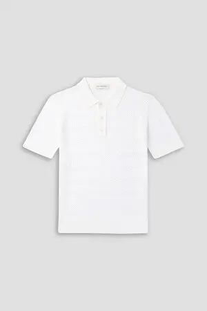 Dries Van Noten Slimfit Striped Pointelleknit Polo Shirt - Ecru