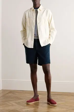 Mr P. Straight-leg Cotton-blend Corduroy Shorts - Navy