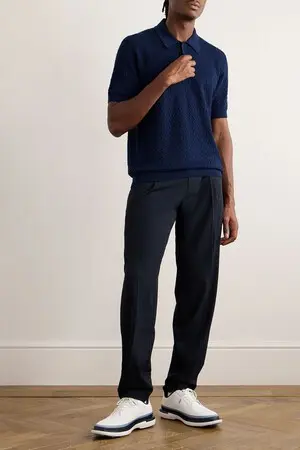 Mr P. Cableknit Merino Wool Golf Polo Shirt