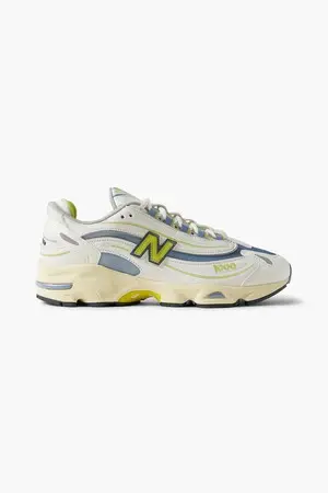 NEW BALANCE Embroidered Leather And Mesh Sneakers