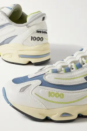 NEW BALANCE Embroidered Leather And Mesh Sneakers