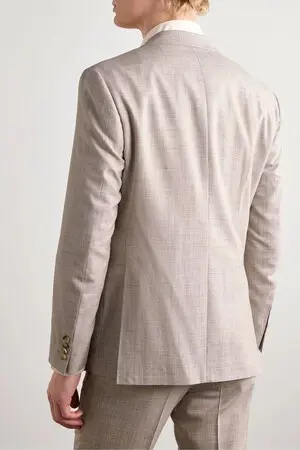 Canali Kei Unstructured Doublebreasted Wool, Silk And Linenblend Blazer - Stone