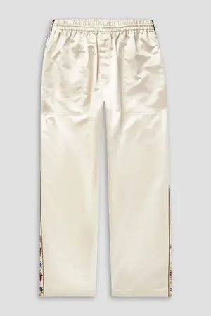 BODE Candyfloss Straightleg Embroidered Voiletrimmed Satin Track Pants