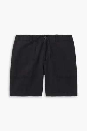 Mr P. Straight Leg Cotton And Linen-blend Cargo Shorts - Black