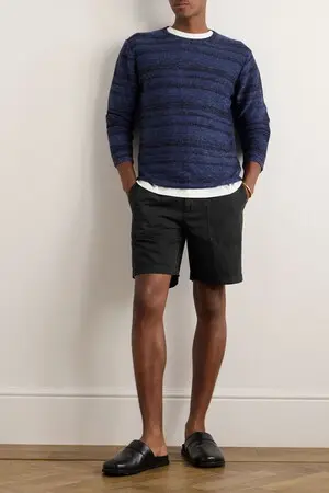 Mr P. Straight Leg Cotton And Linen-blend Cargo Shorts - Black