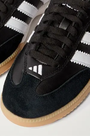 Adidas Samba Suede-trimmed Leather Sneakers - Black