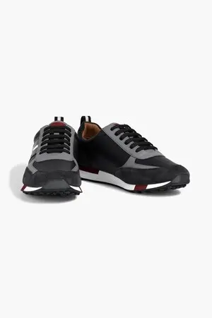 Bally Genk Striped Leather And Suede Sneakers - Black