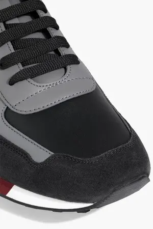 Bally Genk Striped Leather And Suede Sneakers - Black