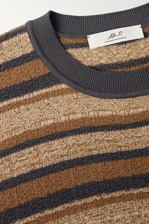Mr P. Striped Texturedcotton Tshirt