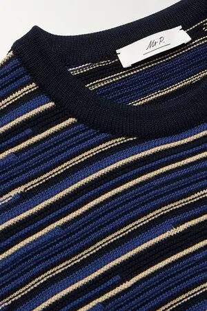 Mr P. Striped Knitted Cotton Tshirt - Blue