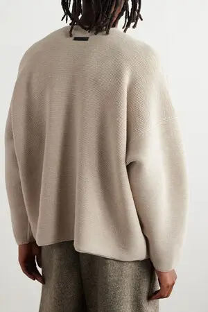 Fear Of God Ribbed Wool Pullover With Logo Appliqu - Beige
