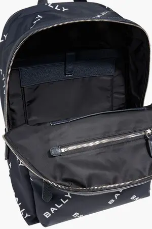 Bally Logo Print Shell And Leather Trimmed Backpack