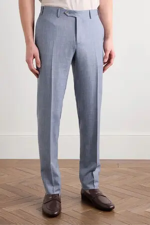 Canali Kei Slim-fit Wool, Silk, And Linen-blend Suit Pants