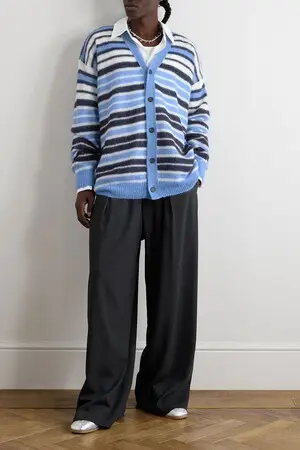 Marni Striped Mohair-blend Cardigan
