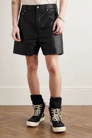 Rick Owens Geth Wide-leg Leather Shorts