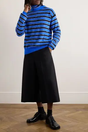 Marni Striped Brushed Wool Rollneck Sweater