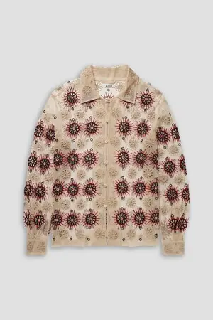 BODE Solarium Beadembellished Broderie Anglaise Tulle Shirt