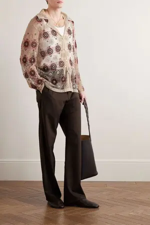 BODE Solarium Beadembellished Broderie Anglaise Tulle Shirt