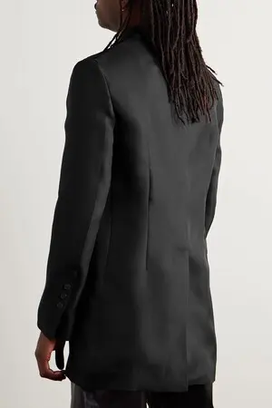 Rick Owens Lido Slimfit Silk Grain De Poudre Blazer