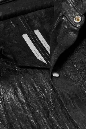 Rick Owens Oversized Wool-trimmed Painted Distressed Denim Jacket