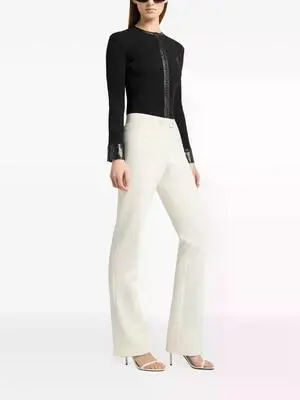 COURREGES Ribbed-knit Vinyl-trim Cardigan - Black