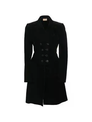 Alaïa Double-breasted Glitter Coat - Black