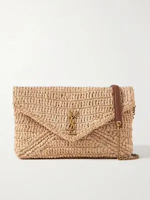 Saint Laurent Cassandre Raffia Shoulder Bag - Neutrals