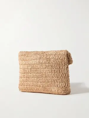 Saint Laurent Cassandre Raffia Shoulder Bag - Neutrals