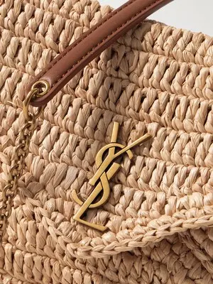 Saint Laurent Cassandre Raffia Shoulder Bag - Neutrals