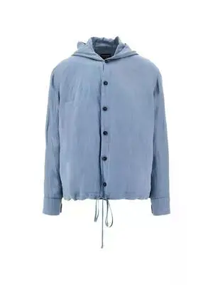Emporio Armani Hooded Linen Jacket - Blue