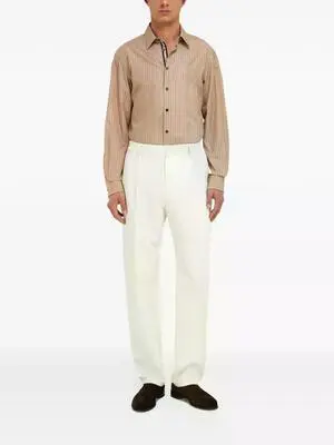 FERRAGAMO Pleated Straight-leg Trousers - Neutrals