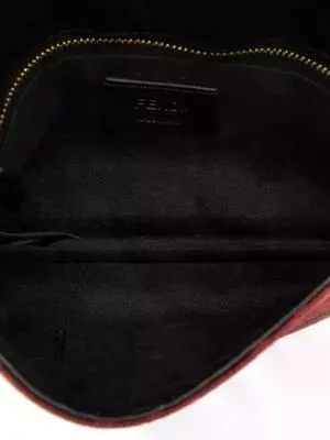 Fendi Zucca Canvas Convertible Baguette Pouch - Red