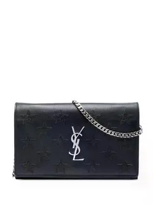 Saint Laurent Calfskin Monogram Star Kate Wallet On Chain Crossbody Bag - Black