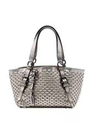 Burberry Metallic Woven Leather Tote Bag