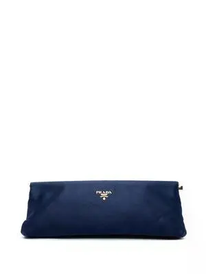 Prada Satin East West Frame Clutch Bag - Blue
